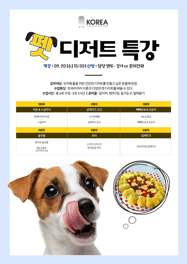 요리학원 코리아요리아트아카데미 대구지점, 펫 디저트 특강 운영